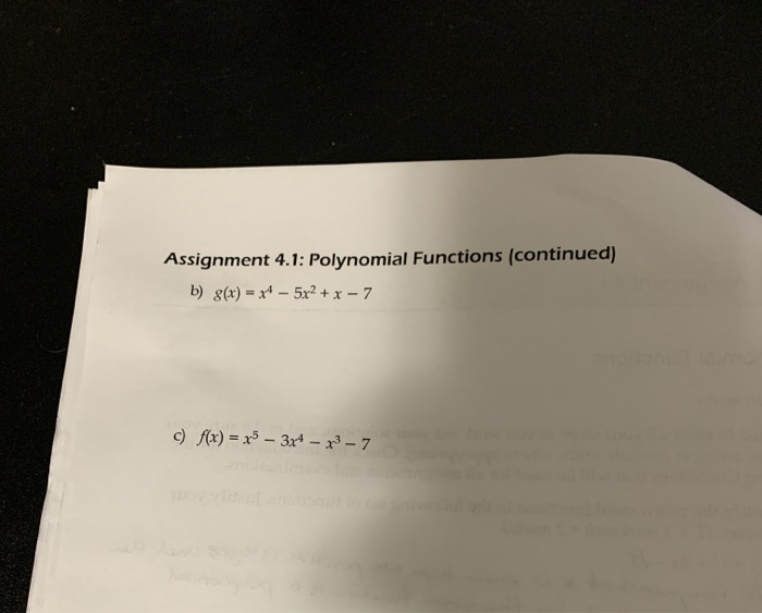 Solved Assignment 4.1: Polynomial Functions (continued) b) | Chegg.com