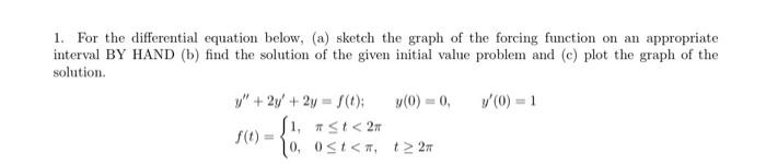 Solved 1. For the differential equation below, (a) sketch | Chegg.com