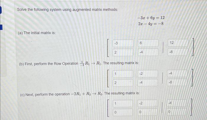 Solved Solve the following system using augmented matrix | Chegg.com