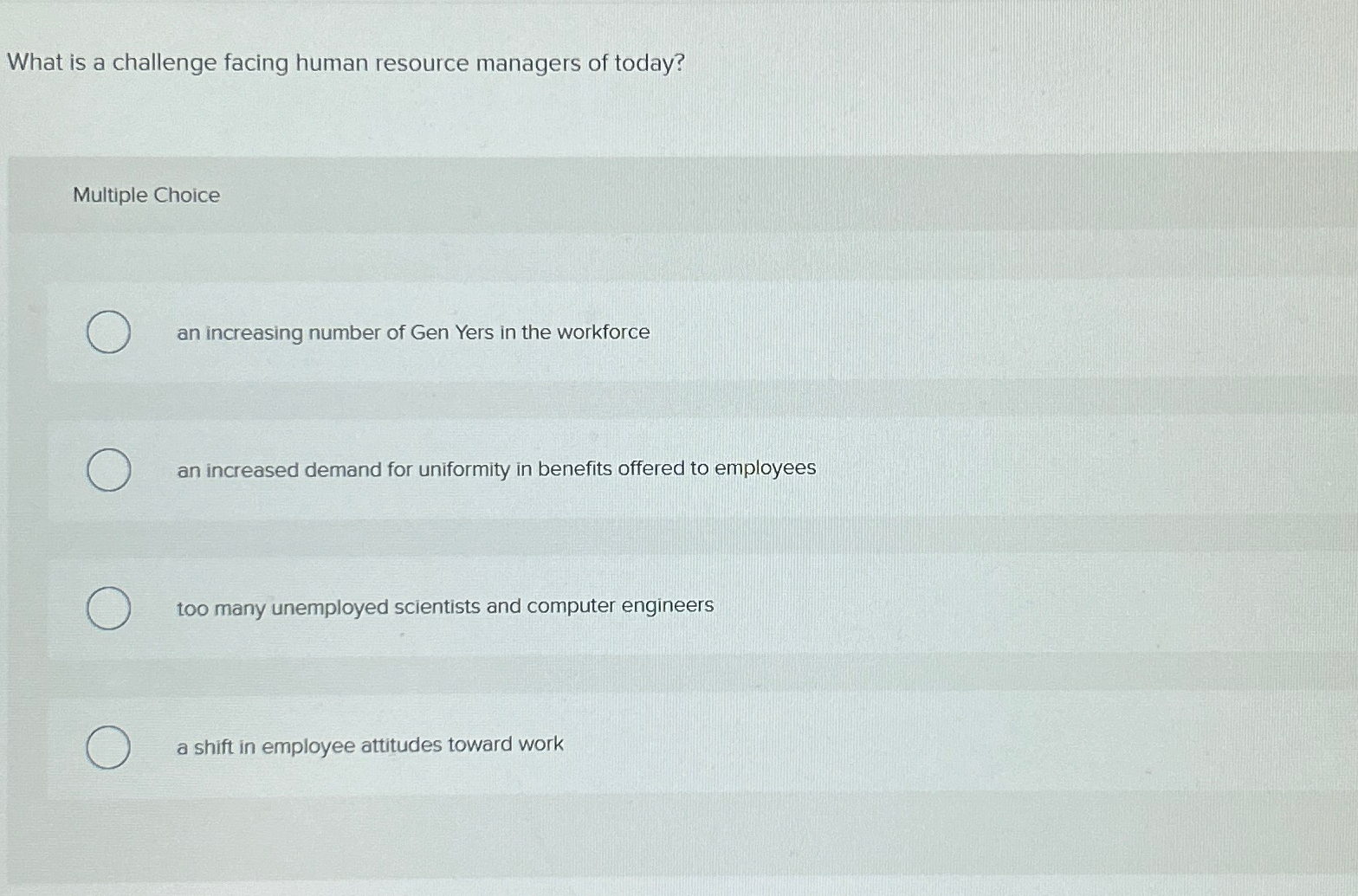 Solved What is a challenge facing human resource managers of | Chegg.com