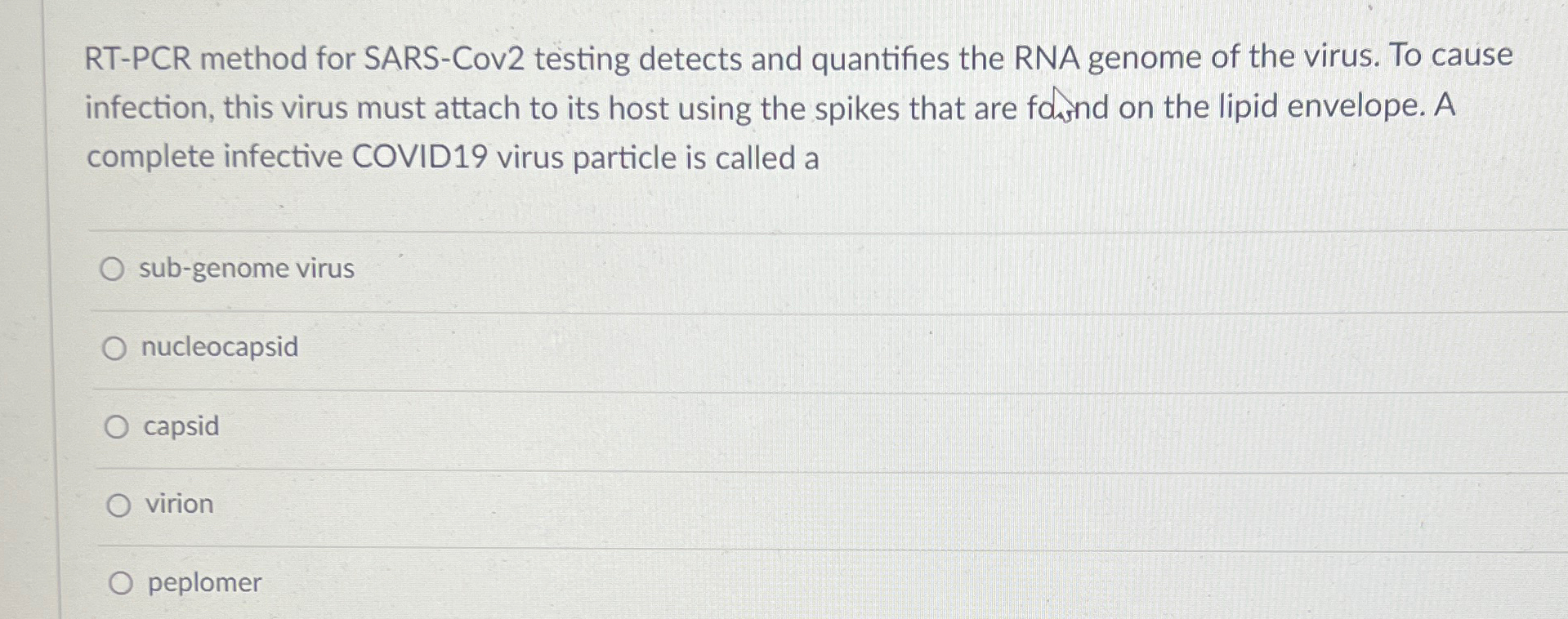 Solved RT-PCR method for SARS-Cov2 ﻿testing detects and | Chegg.com
