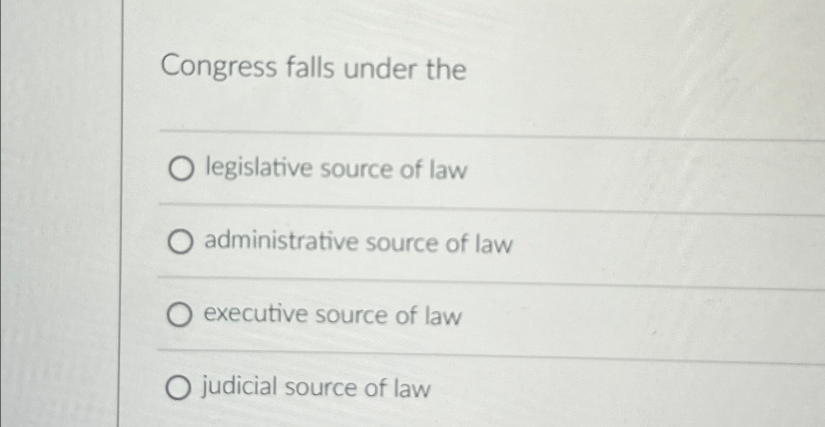 Solved Congress falls under theq,legislative source of | Chegg.com