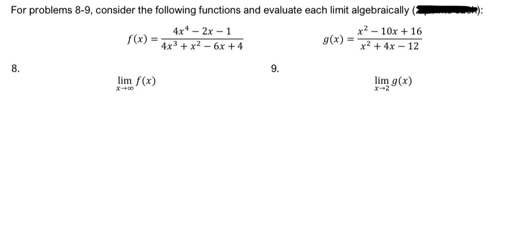 Solved For problems 8-9, ﻿consider the following functions | Chegg.com
