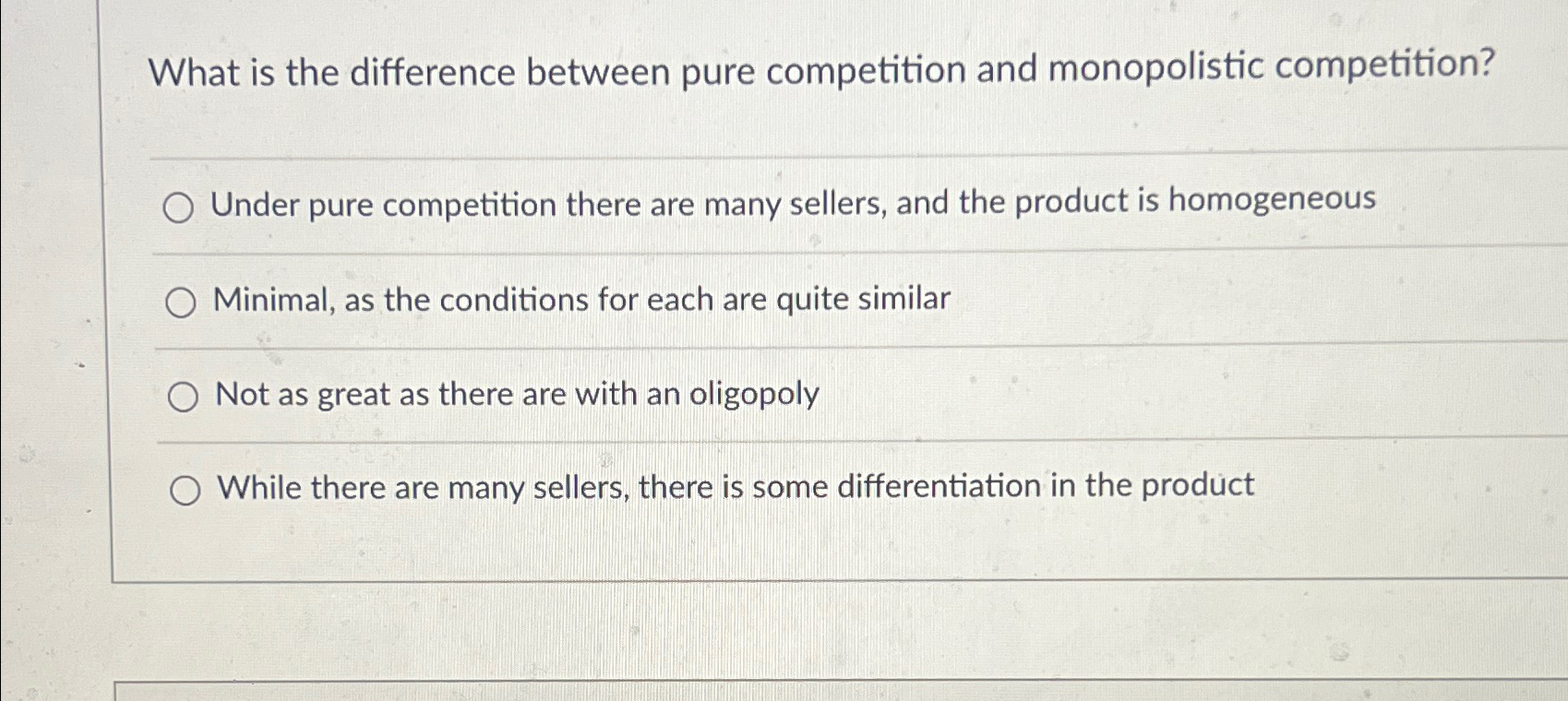 Solved What is the difference between pure competition and | Chegg.com