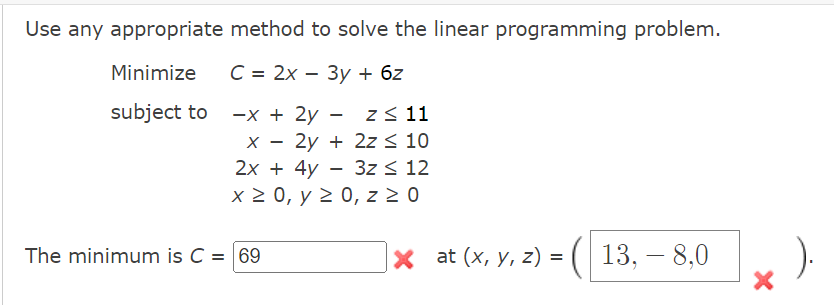 Solved Use any appropriate method to solve the linear | Chegg.com