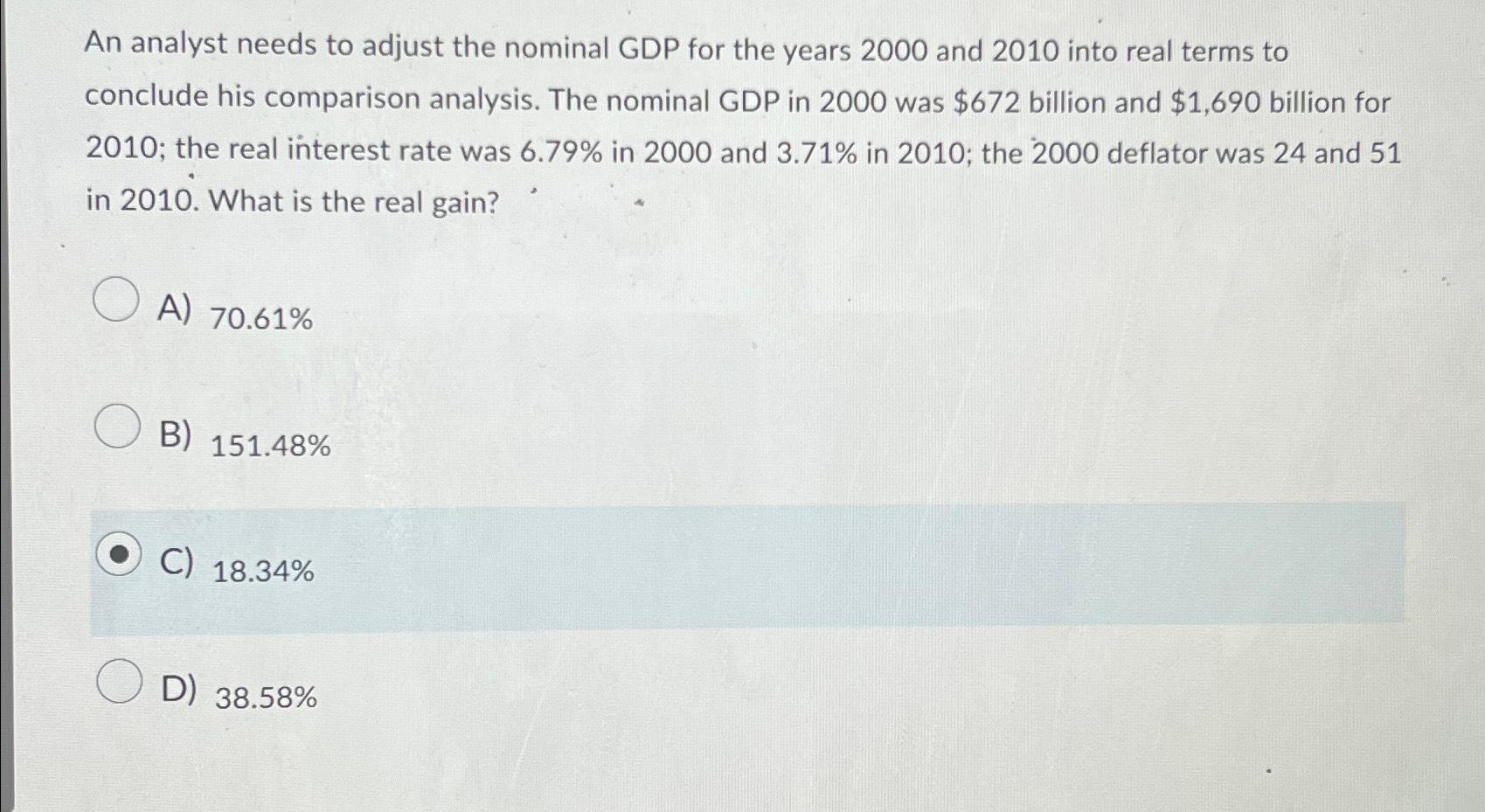 Solved An analyst needs to adjust the nominal GDP for the | Chegg.com