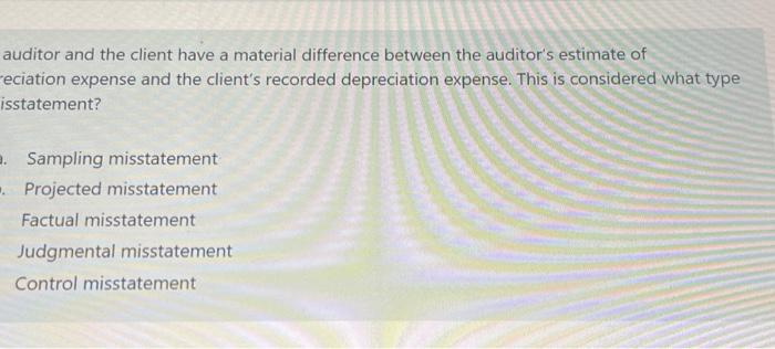 Solved auditor and the client have a material difference | Chegg.com