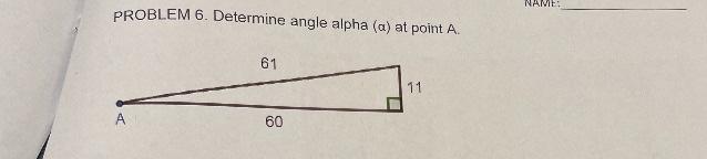 Solved PROBLEM 6. Determine angle alpha (a) at point A. 61 | Chegg.com