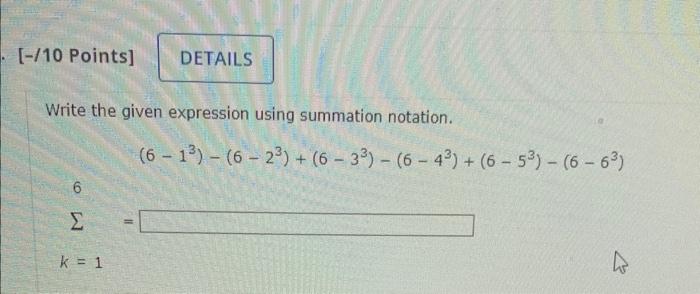 Solved Write The Given Expression Using Summation Notation 5623