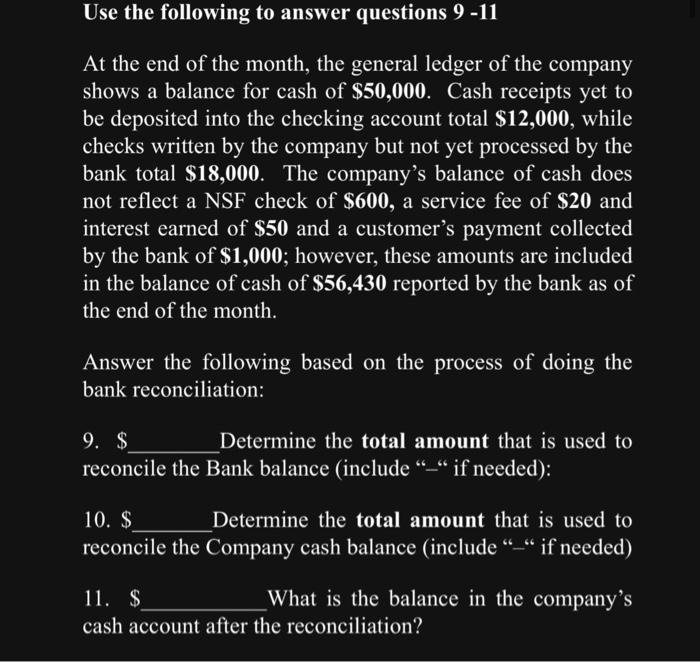 Solved Use the following to answer questions 9 -11 At the | Chegg.com