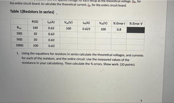 Solved Ultage IV each setup as the theoretical voltage, Yu, | Chegg.com