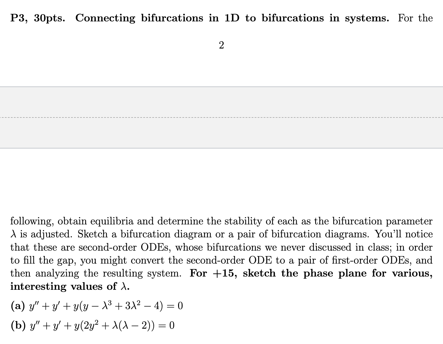 Solved P3, 30pts. ﻿Connecting bifurcations in 1D to | Chegg.com