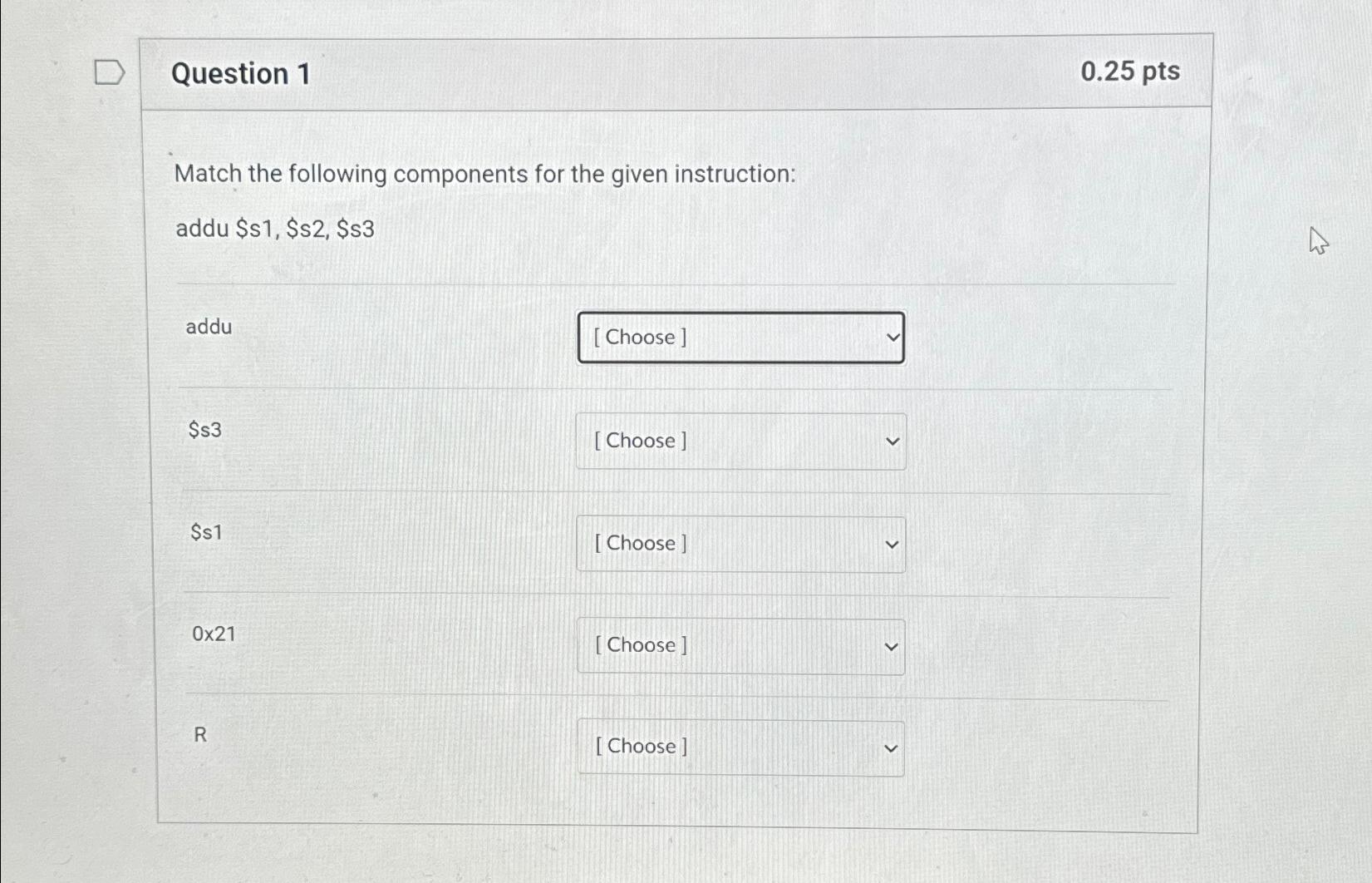 Solved Question 10.25ptsMatch the following components for | Chegg.com