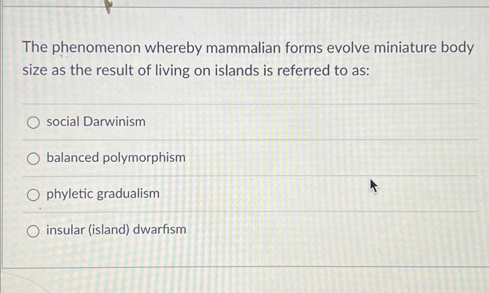 Solved The phenomenon whereby mammalian forms evolve | Chegg.com