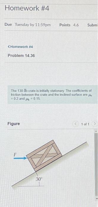Solved The 130−lb crate is initially stationary. The | Chegg.com