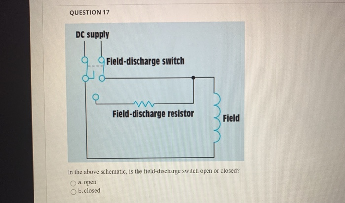 Solved QUESTION 17 DC supply Field-discharge switch | Chegg.com
