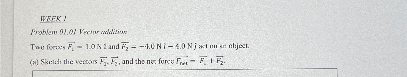 Solved WEEK 1Problem 01.01 ﻿Vector additionTwo forces | Chegg.com