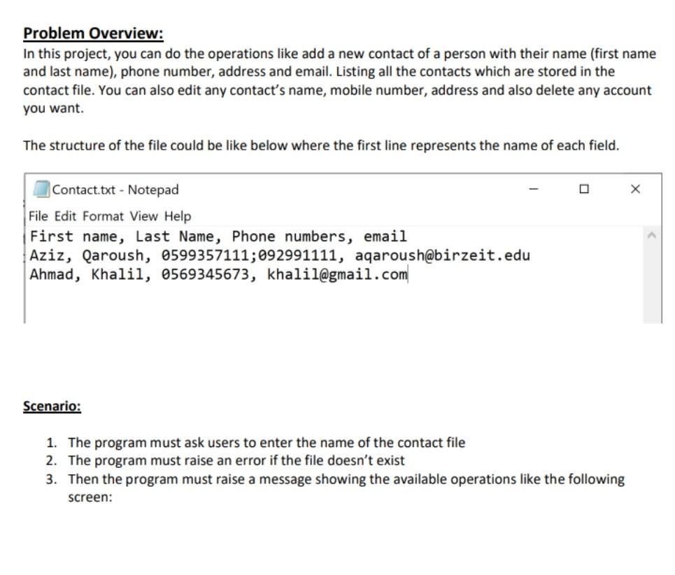 Problem Overview: In this project, you can do the | Chegg.com