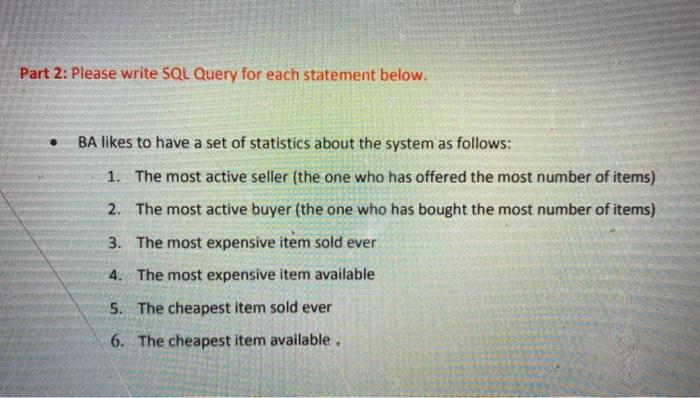 Solved Part 2: Please write SQL Query for each statement | Chegg.com