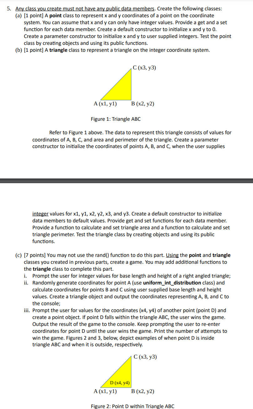 5. ﻿Any class you create must not have any public | Chegg.com