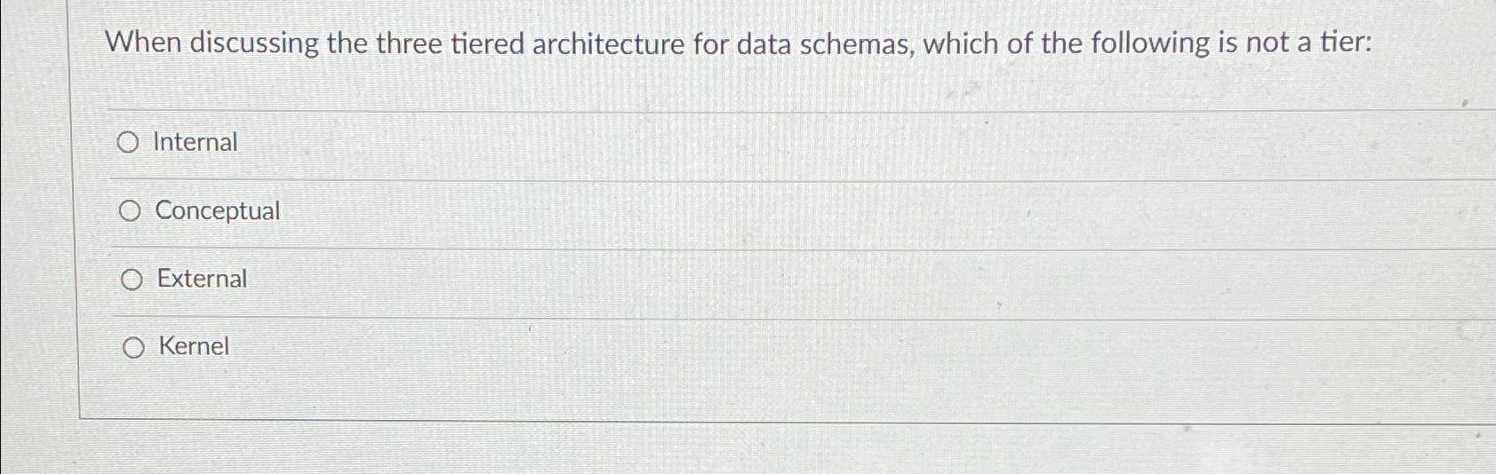 Solved When discussing the three tiered architecture for | Chegg.com