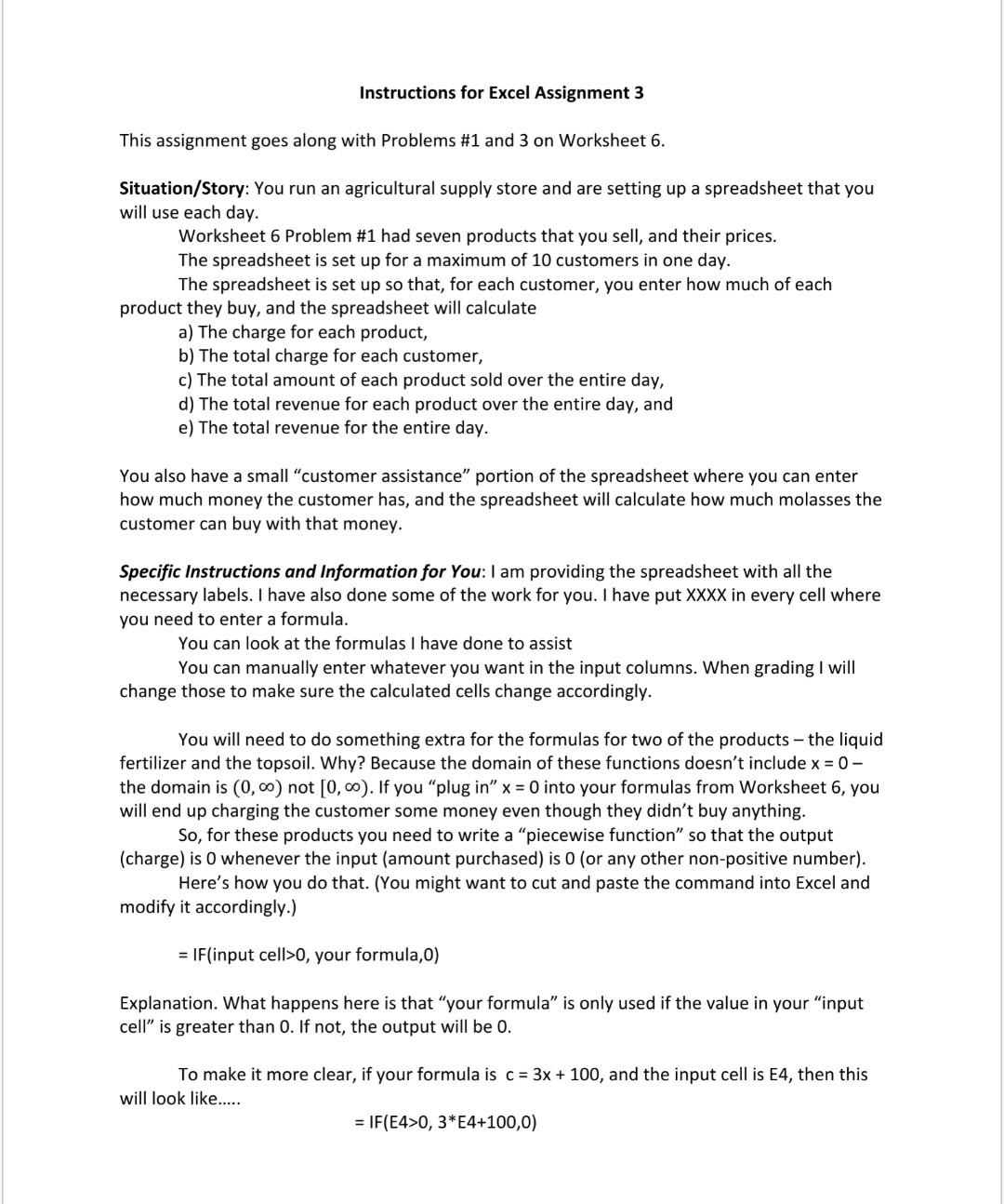 Instructions for Excel Assignment 3 This assignment | Chegg.com