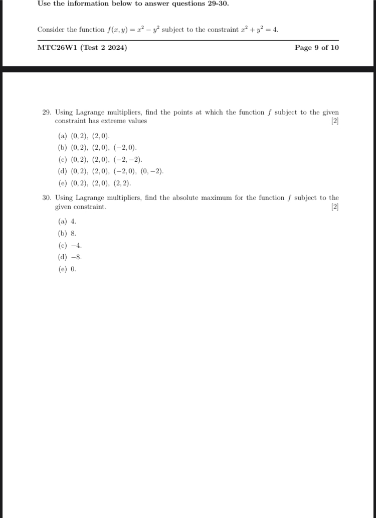 Solved Use the information below to answer questions | Chegg.com