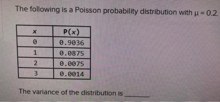 Solved The following is a Poisson probability distribution | Chegg.com