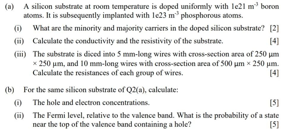 Solved atoms. It is subsequently implanted with 1e23 m−3 | Chegg.com
