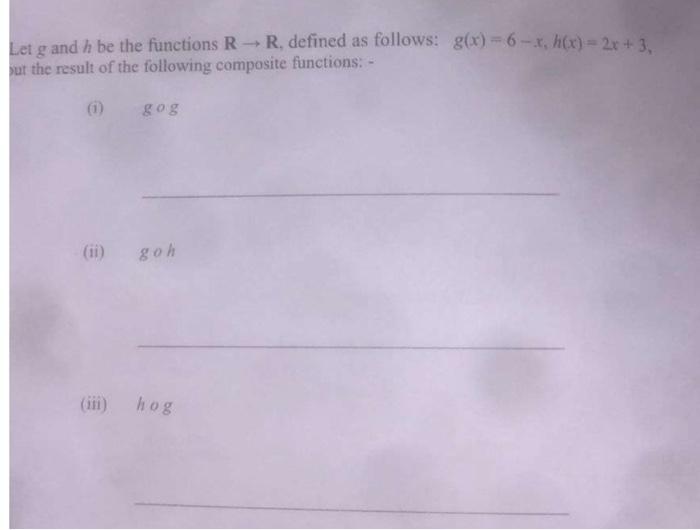 Solved Let g and h be the functions R→ R, defined as | Chegg.com