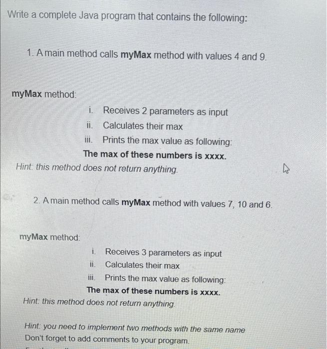 Solved Write a complete Java program that contains the | Chegg.com