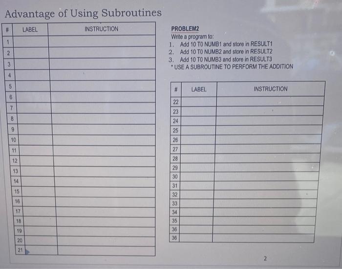 Solved Advantage Of Using Subroutines Problem2 Write A 4278