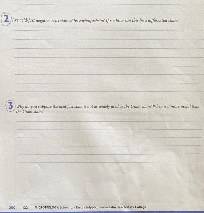 Solved 2 Are acid-fast negative cells stained by | Chegg.com