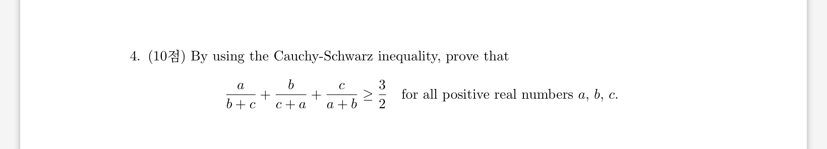 Solved (10점) ﻿By using the Cauchy-Schwarz inequality, prove | Chegg.com