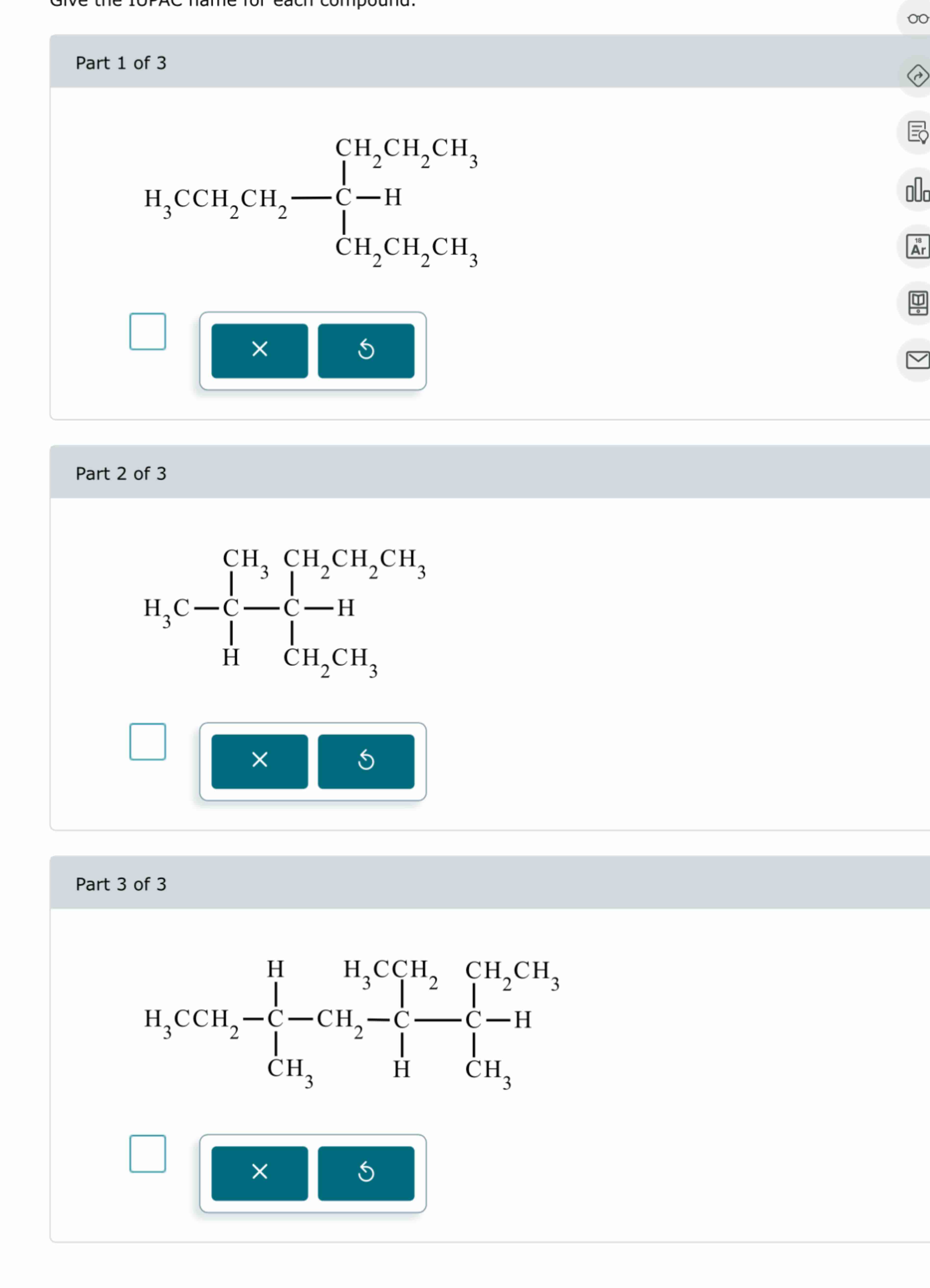 Solved Give the IUPAC name for each compound.Part 1 ﻿of | Chegg.com