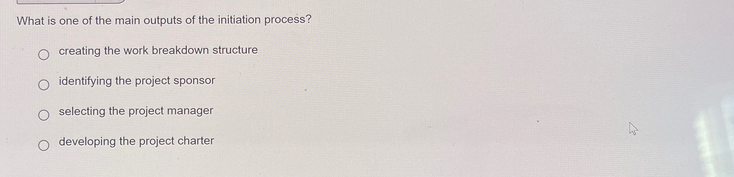 Solved What is one of the main outputs of the initiation | Chegg.com