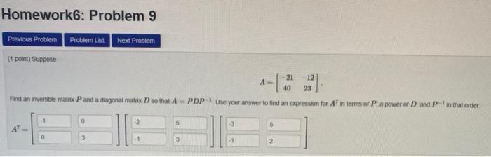 Solved Homework6 Problem 9 Previous Problem Problem List 9525