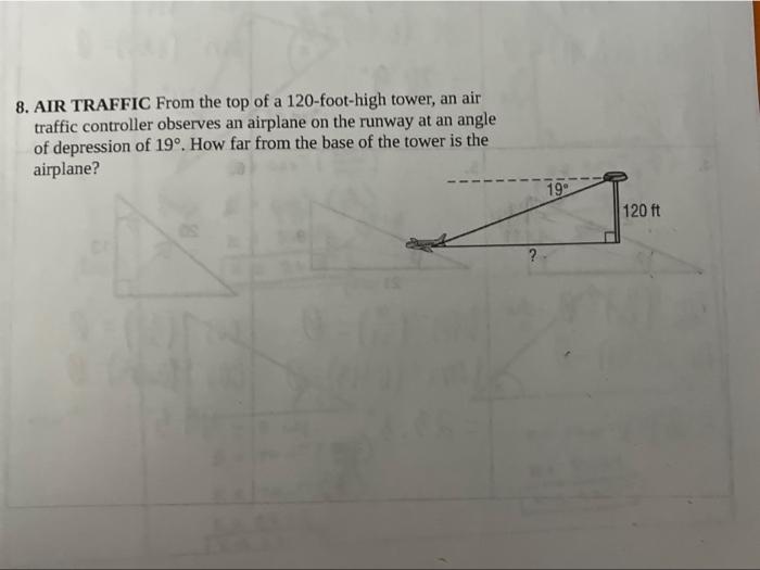Solved 8. AIR TRAFFIC From the top of a 120-foot-high tower, | Chegg.com