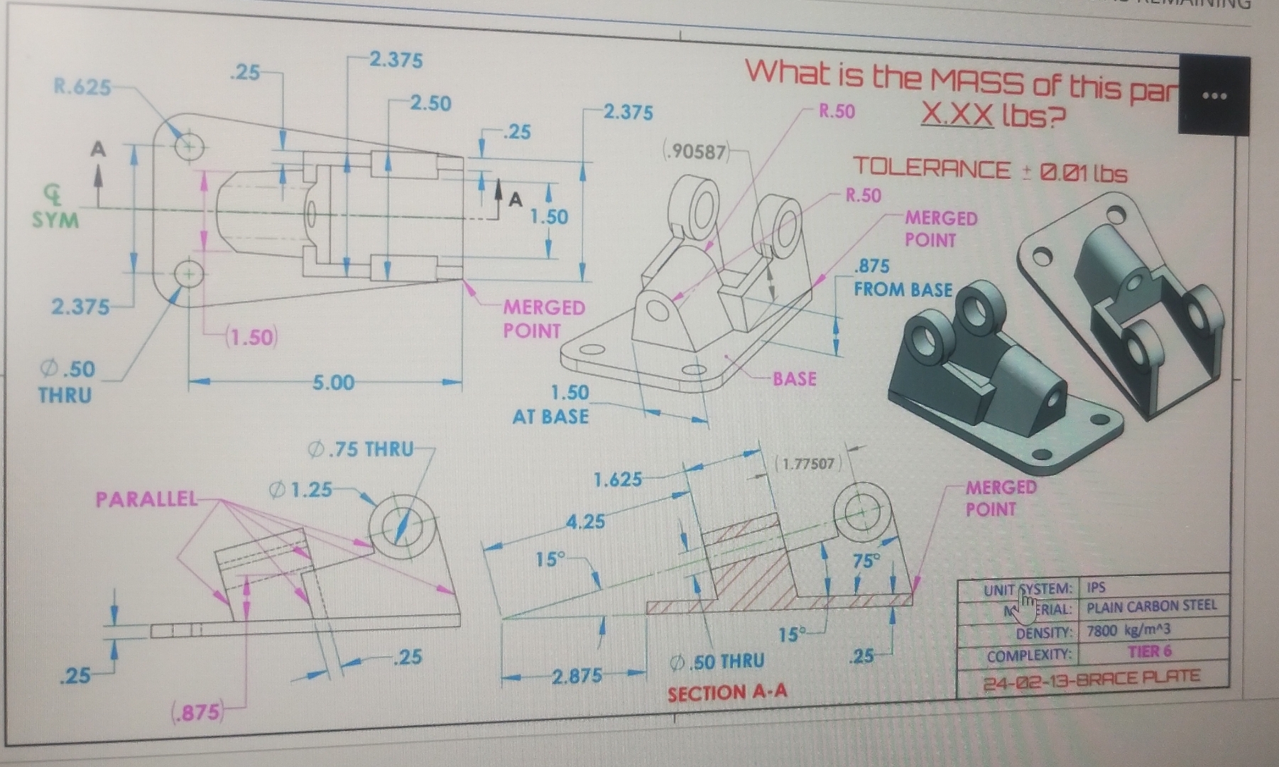 Solved help me model this part on solidworks in detail with | Chegg.com