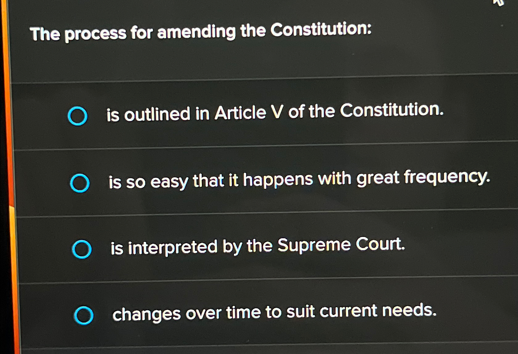 Solved The process for amending the Constitution:is outlined | Chegg.com