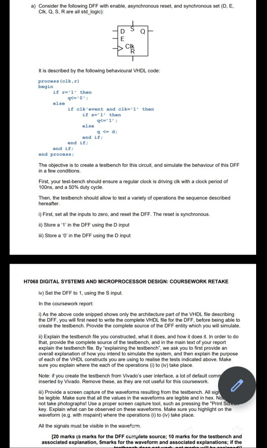Solved a) Consider the following DFF with enable, | Chegg.com