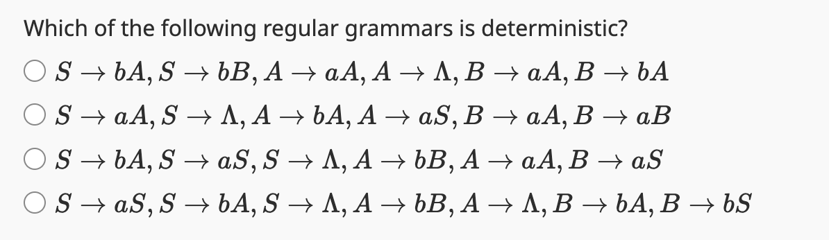 Solved Which of the following regular grammars is | Chegg.com