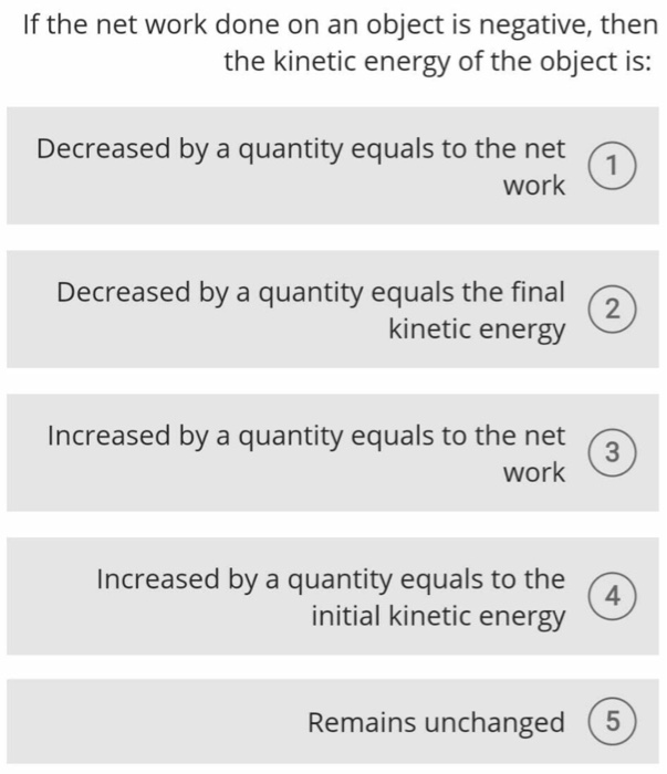 Solved If the net work done on an object is negative, then | Chegg.com