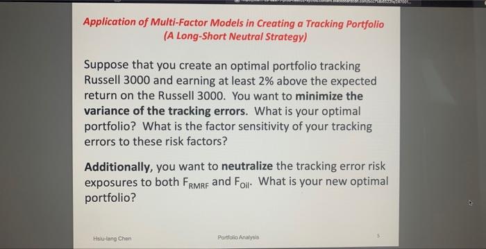 Application of Multi-Factor Models in Creating a | Chegg.com
