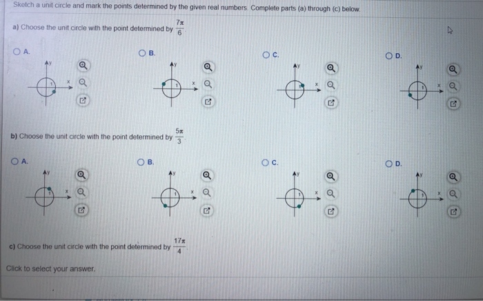 Solved Sketch a unit circle and mark the points determined | Chegg.com