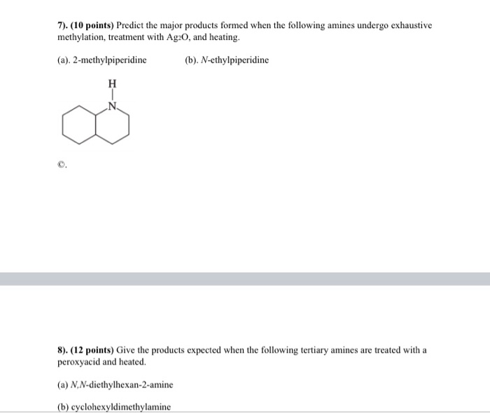 Solved 7). (10 points) Predict the major products formed | Chegg.com