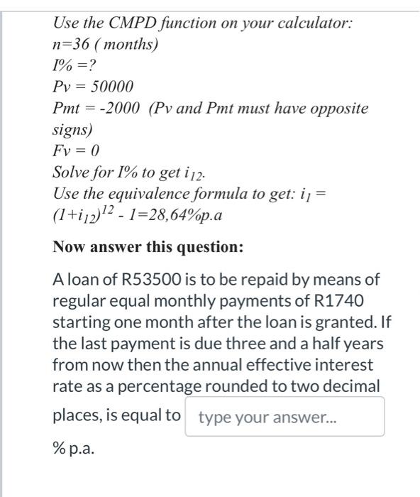 Solved Use the CMPD function on your calculator: n=36 | Chegg.com