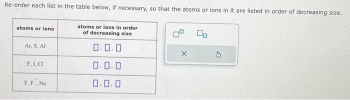 Solved Re-order each list in the table below, if necessary, | Chegg.com