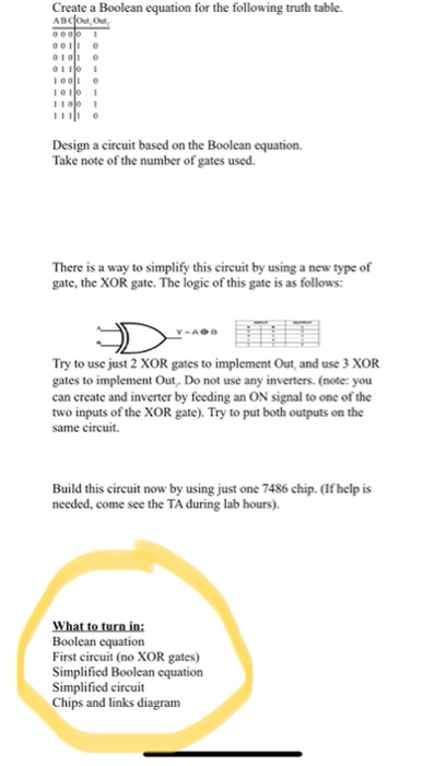 Create A Boolean Equation For The Following Truth