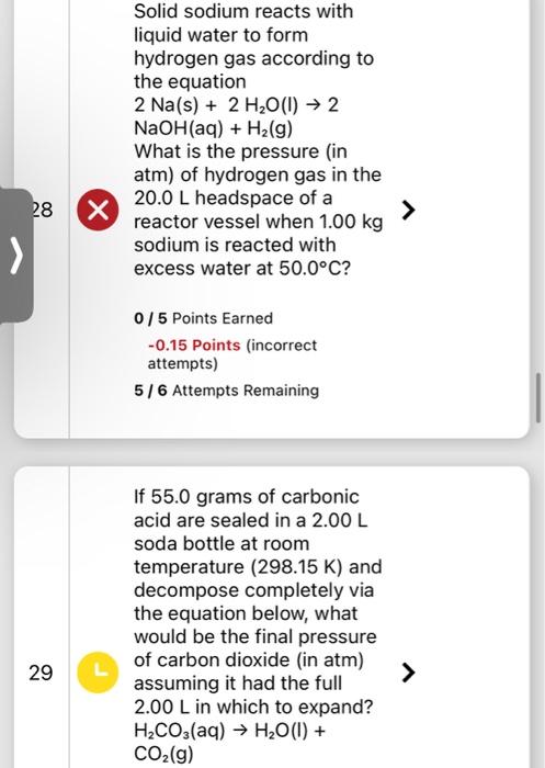 Solved Solid sodium reacts with liquid water to form | Chegg.com